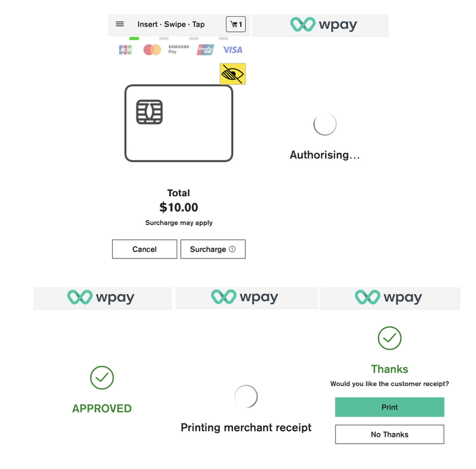 How to process a transaction on the P630 payment terminal?